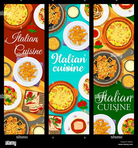 Italian Cuisine Menu Banners Italy Restaurant Food Pasta Salads And