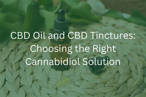 Cbd Oil And Cbd Tinctures Choosing The Right Cannabidiol Solution