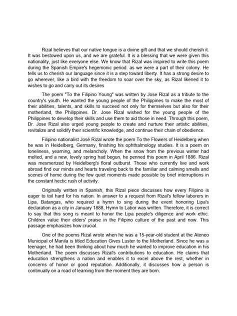 Analysis Rizal Pdf Social Science Poetry