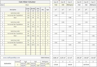Cad Lisp And Tips Xls Cubic Meter Calculator