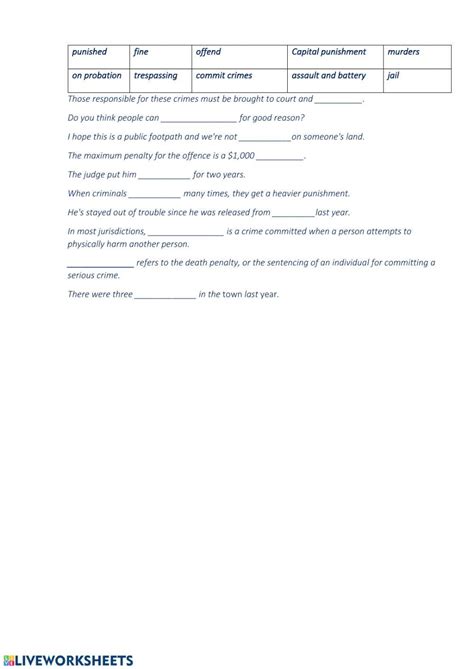 Criminal Law Worksheet Live Worksheets Worksheets Library