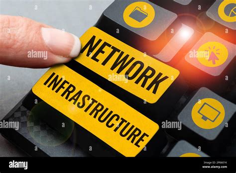 Text Caption Presenting Network Infrastructure Business Concept