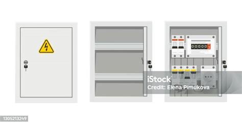 개방형 및 닫기 문이 있는 전원 스위치 패널 퓨즈 박스 플랫 스타일로 격리된 벡터 그림 제어판에 대한 스톡 벡터 아트 및 기타 이미지 제어판 배전반 상자 Istock
