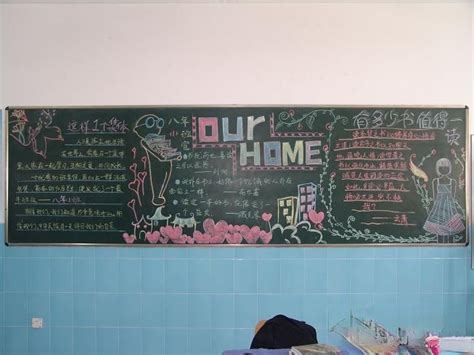 班级建设黑板报 Our Home校园黑板报