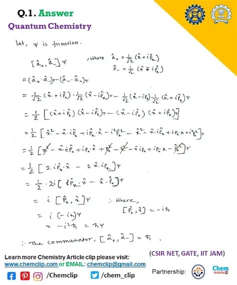 Quantum Chemistry Commutator Oparator Qanda For Csir Net Gate Chemclip Research And