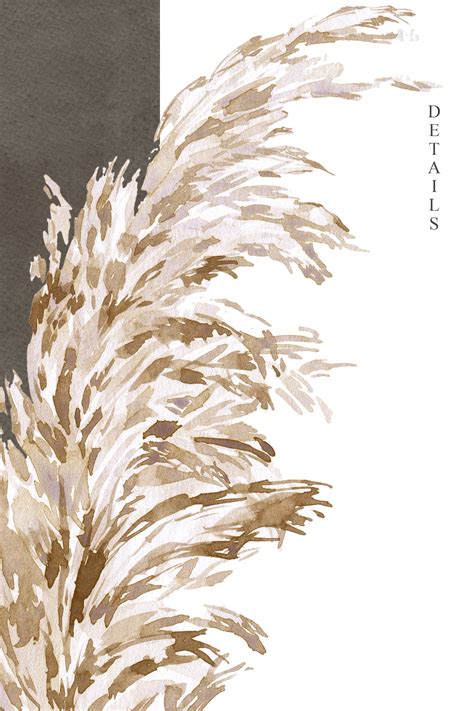 Pampas Grass Clipart Set Boho Watercolor Bohemian Wedding Etsy