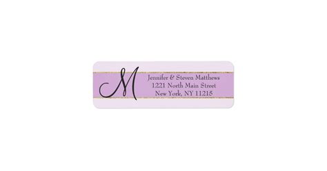 Gold Stripe Purple Monogram Initials And Name Label Zazzle