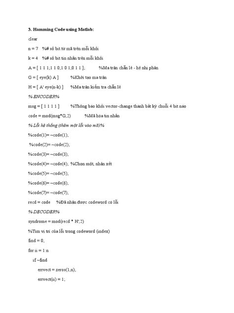 Hamming Code Matlab Pdf