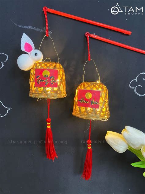 Lồng đèn Tre Con Thỏ Có đèn Led Trung Thu Đoàn Viên Lden Tre 01