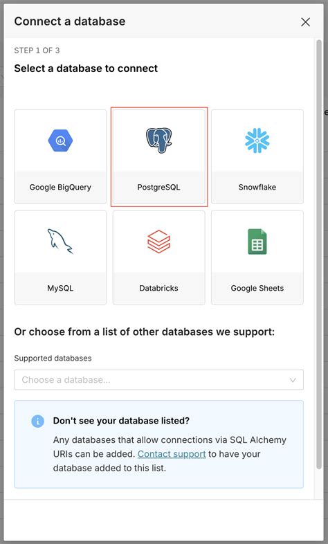 how to connect a postgresql database to preset