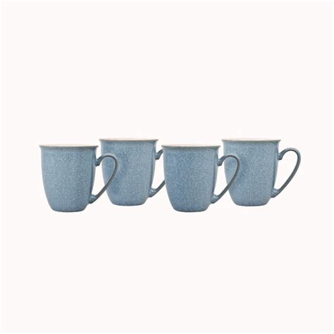 Denby Stoneware Elements Blue Set Of 4 1115oz Coffee Beakermugs Elb