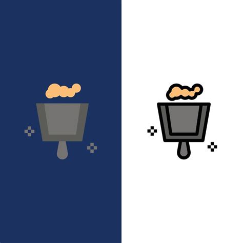 Broom Dustpan Sweep Icons Flat And Line Filled Icon Set Vector Blue