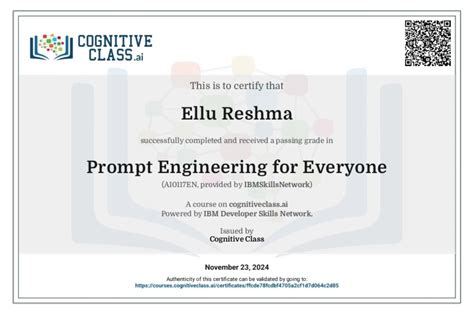 Ellu Reshma On Linkedin Promptengineering Ai Cognitiveclassai Achievement