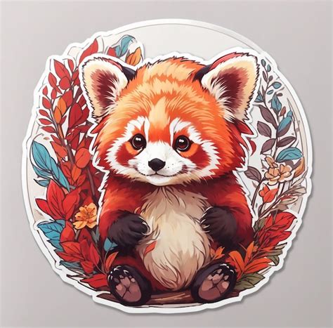 Premium Ai Image Cute Red Panda Sticker