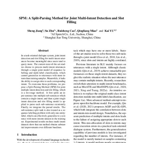 Spm A Split Parsing Method For Joint Multi Intent Detection And Slot