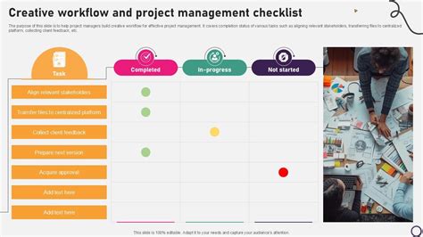 Creative Workflow And Project Management Checklist Ppt Template Ppt Template