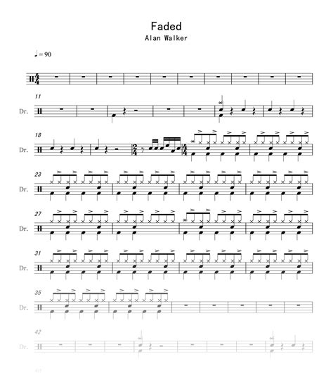 Alan Walker《faded》架子鼓谱多版本and无鼓伴奏 知乎
