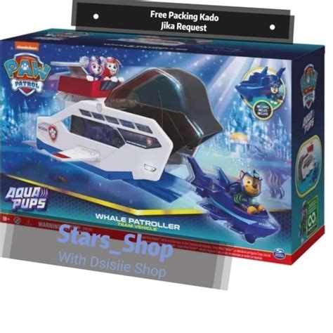 Promo Paw Patrol Aqua Pups Whale Patroller Team Vehicle Original Diskon