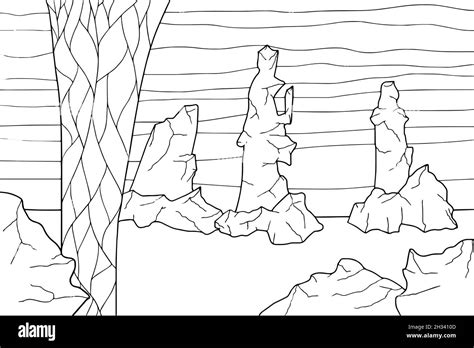 Doodle Alien Fantasy Landscape With Big Craters Coloring Page For