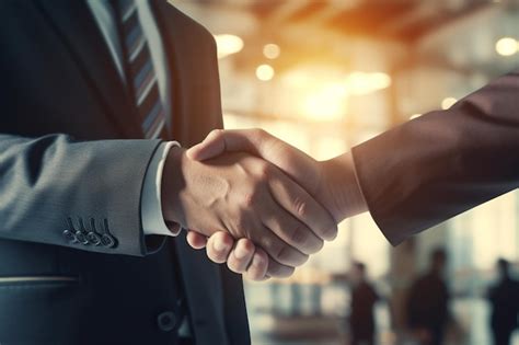 Premium Ai Image Team Entrepreneur Handshake On Modern Company Background