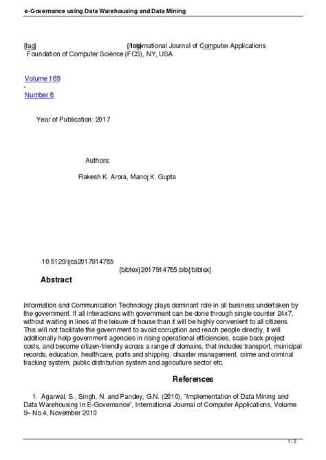 pdf e governance using data warehousing and data mining