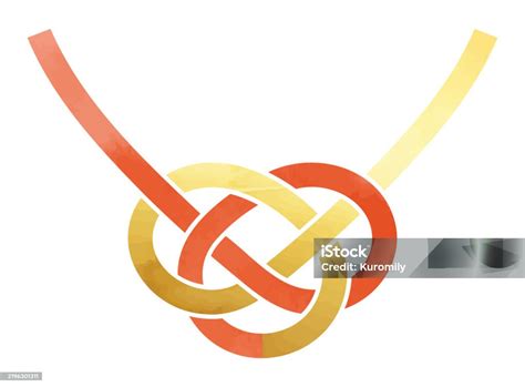 Gold And Red Awabi Knot Awaji Knot Mizuhiki Ribbon Watercolorstyle
