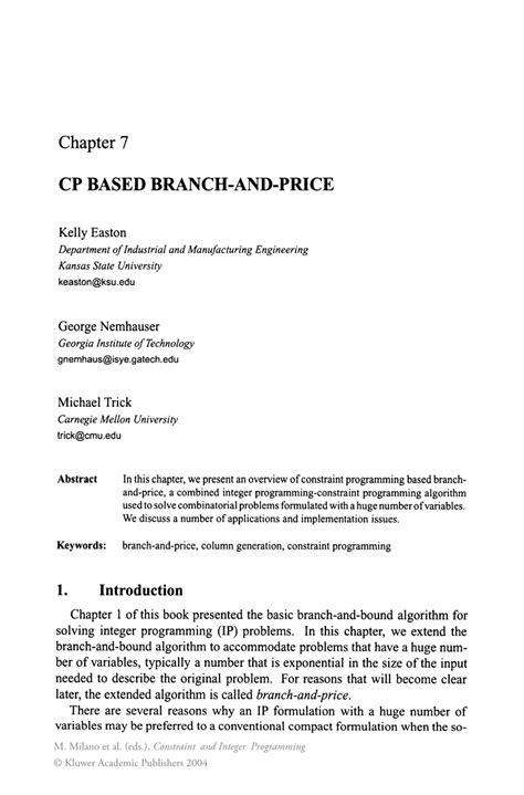 Pdf Cp Based Branch And Price