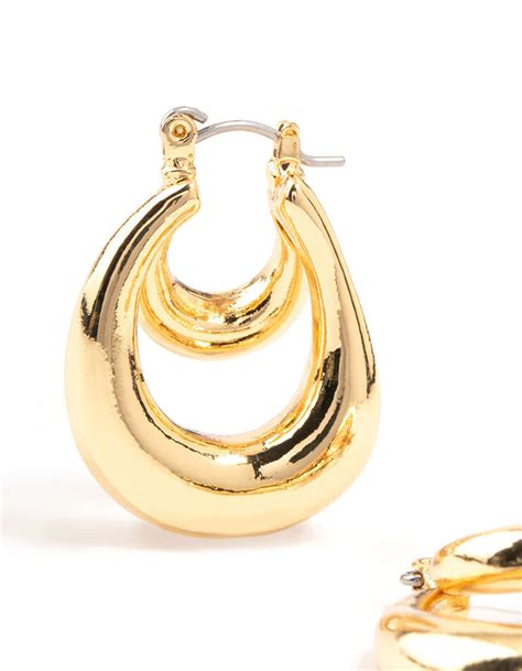Gold Plated Double Hoop Earrings Lovisa