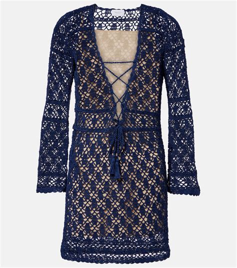 Bianca Crochet Cotton Minidress In Blue Anna Kosturova Mytheresa