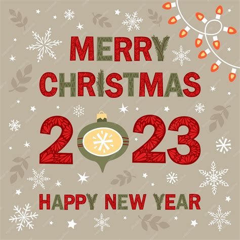 Joyeux Noël Et Bonne Année 2023 Avec Différents éléments Dhiver Jolie