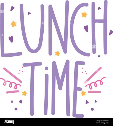 Cooking Lettering Handwritten Text Lunch Time Funny Decoration Vector