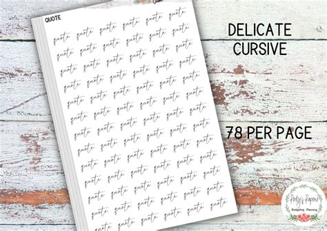 Quote Script Sticker In Delicate Curvise Lettering For All Etsy