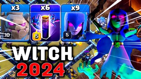 Best Attack Strategy 2024 Golem Witch With Bat Spell Th 13 Coc