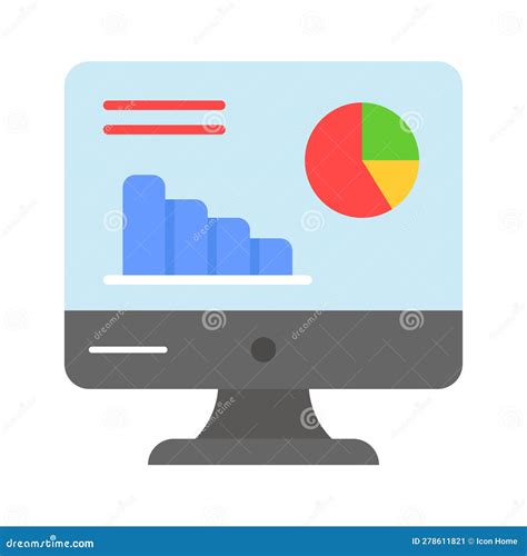 Bar Chart And Pie Chart On Monitor Display Denoting Vector Of Data