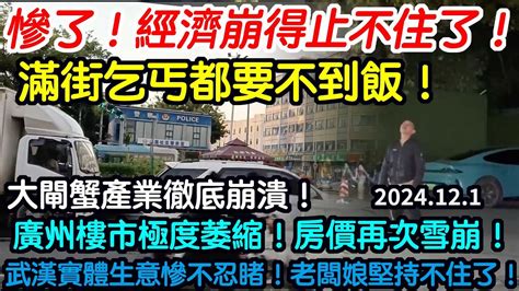 慘了！經濟崩得止不住了！滿街乞丐都要不到飯！大閘蟹產業徹底崩潰！明年再也不幹了！廣州樓市極度萎縮！房價再次雪崩！武漢實體生意慘不忍睹！老闆娘