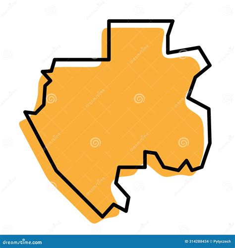 Gabon Simplified Sketch Map Cartoon Vector 324870815