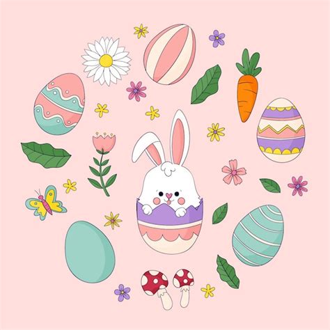 Free Vector Hand Drawn Easter Elements Collection