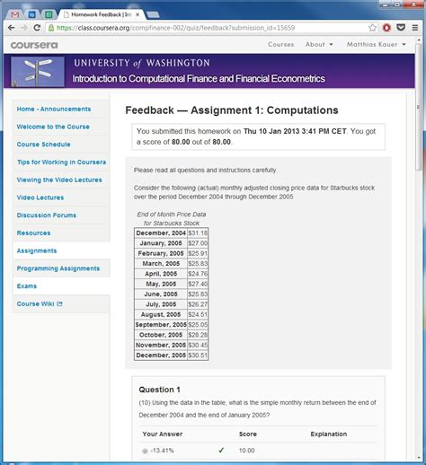 Zivot S Intro To Computational Finance On Coursera Part1 Mkauer