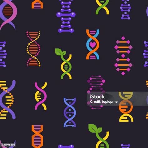 Dna 원활한 패턴 벡터 게놈 또는 생물 의학 연구에 검은 배경에 Dnase 또는 Dnabinding 구조 그림 배경 유전자