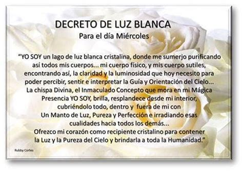 Meditación Rayo Blanco día Miércoles Decretos metafisicos Decreto Oraciones poderosas