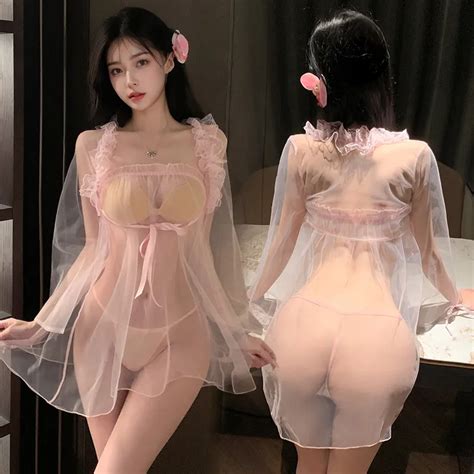 Non Staining Clothes For Sex Doll French Whisper Sheer Lingerie Set
