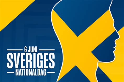 스웨덴어로 된 비문은 6월 6일 스웨덴 국경일을 의미합니다 휴일 개념 배경 배너 카드 텍스트 비문이있는 포스터를위한 템플릿 벡터 Eps10 일러스트레이션 6에 대한 스톡