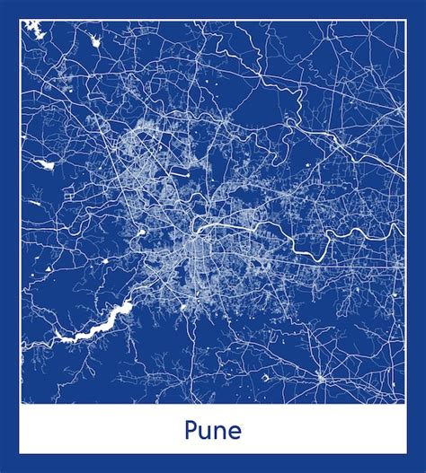 Premium Vector Pune India Asia City Map Blue Print Vector Illustration