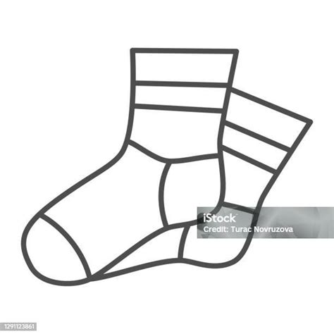 따뜻한 양말 얇은 라인 아이콘 겨울 옷 개념 흰색 배경에 양말 사인 모바일 컨셉과 웹 디자인을위한 윤곽 스타일 겨울 양말 아이콘 벡터 그래픽 개인 장식품에 대한 스톡 벡터