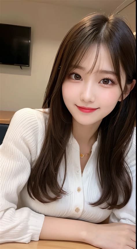 A Close Up Of A Woman Sitting At A Table With A Cell Phone Seaart Ai