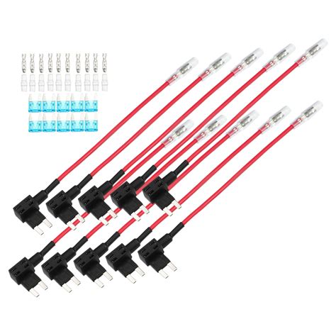 Unique Bargains 10 Set 32v Unversial Mini Fuse Adapter Tap Fuse Kit With 15a Blade Style Fuses