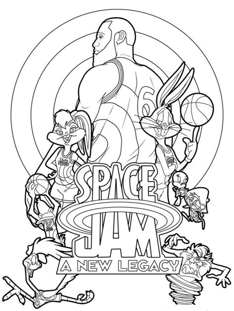 Coloriage Poster de Space Jam Un nouvel héritage avec LeBron James