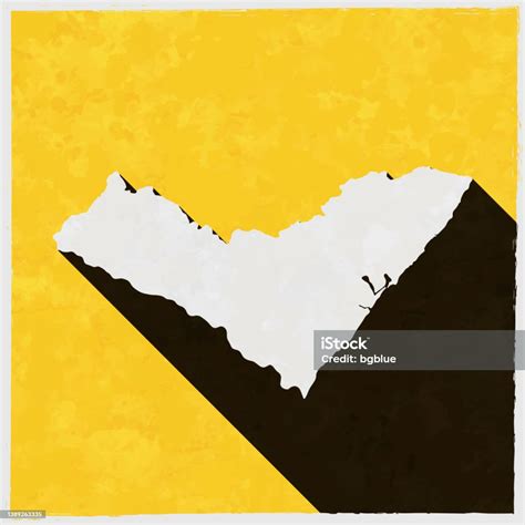 Alagoas Map With Long Shadow On Textured Yellow Background Stock