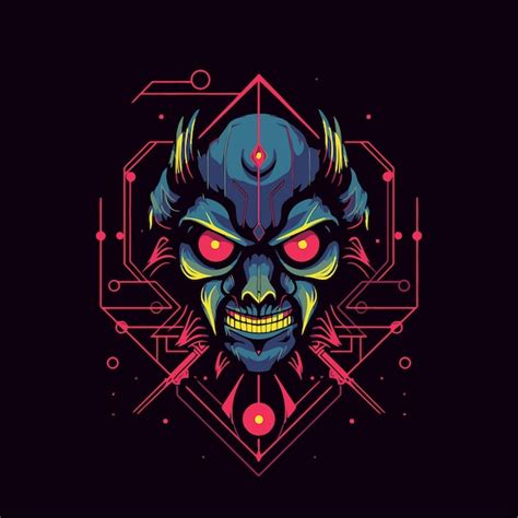 Premium Vector The Sacred Geometry Of The Oni Mask