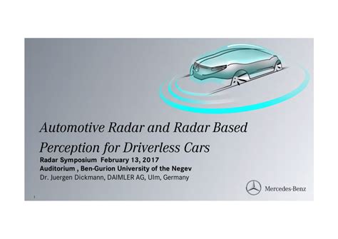 Pdf Automotive Radar And Radar Based Perception For Driverless